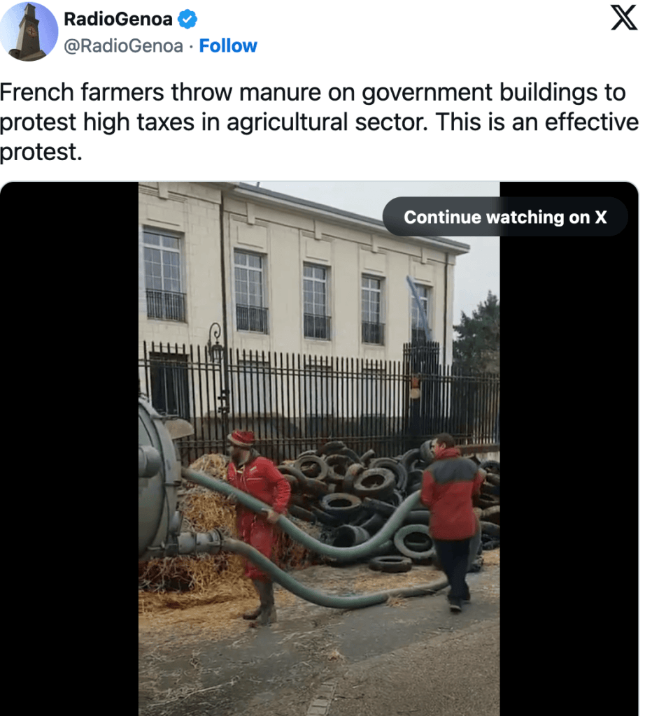French Farmers Dump Manure on Government Buildings to Protest Climate ...